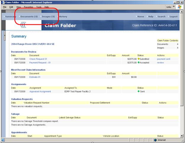 CCC Portal Claim Folder - What's New for October 2008
