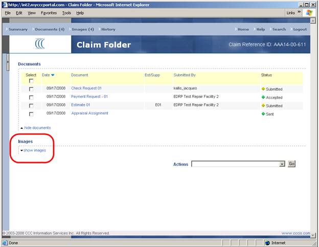 CCC Portal Claim Folder - What's New for October 2008