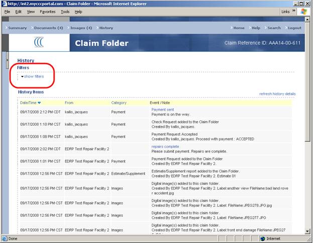 CCC Portal Claim Folder - What's New for October 2008